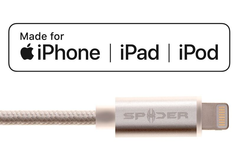 SPIDER Lightning Charging and Sync USB Cable-with LED indicator light ...